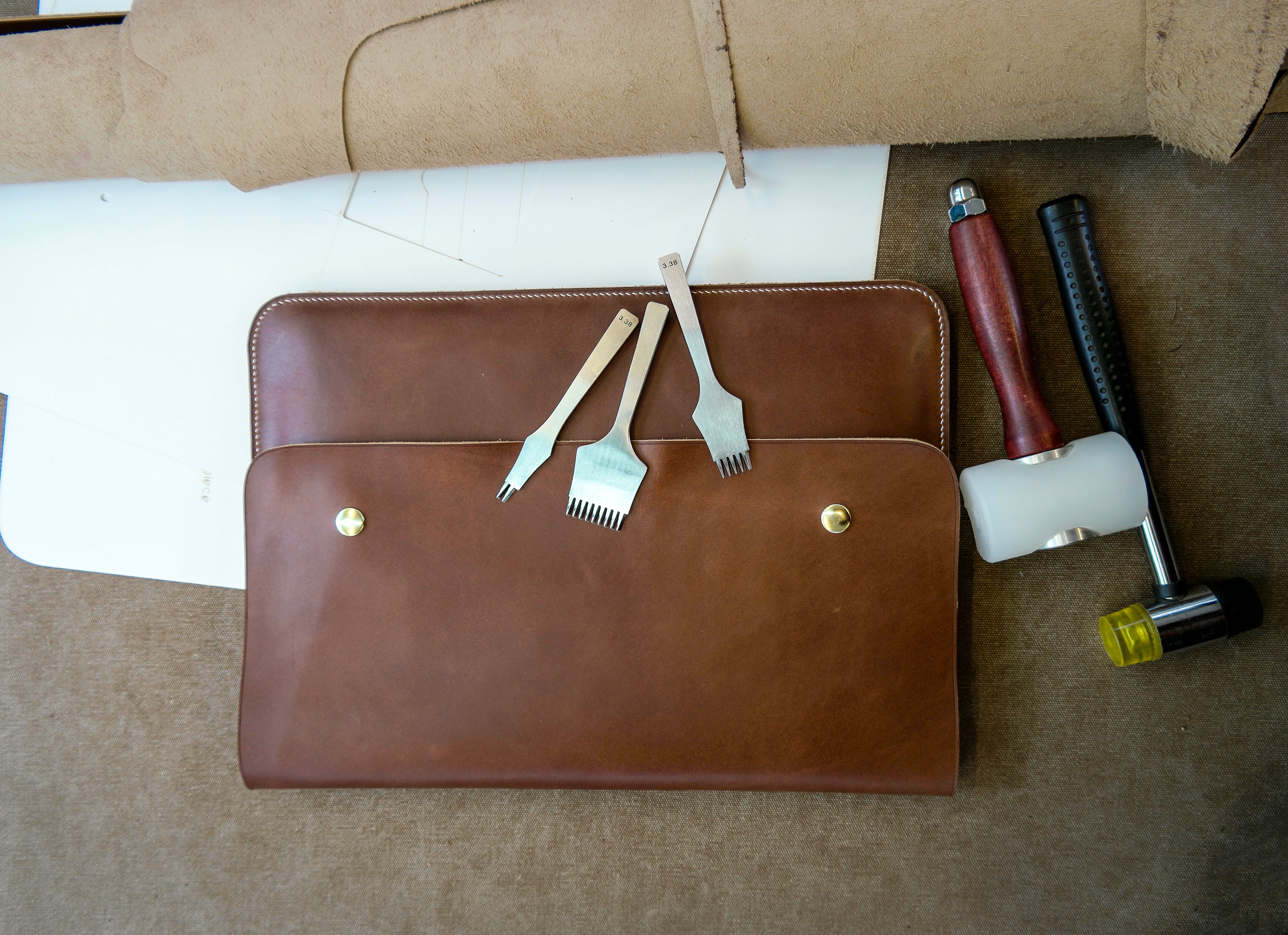 【PDF Pattern】Leather laptop cover pattern Leather laptop bag pattern L