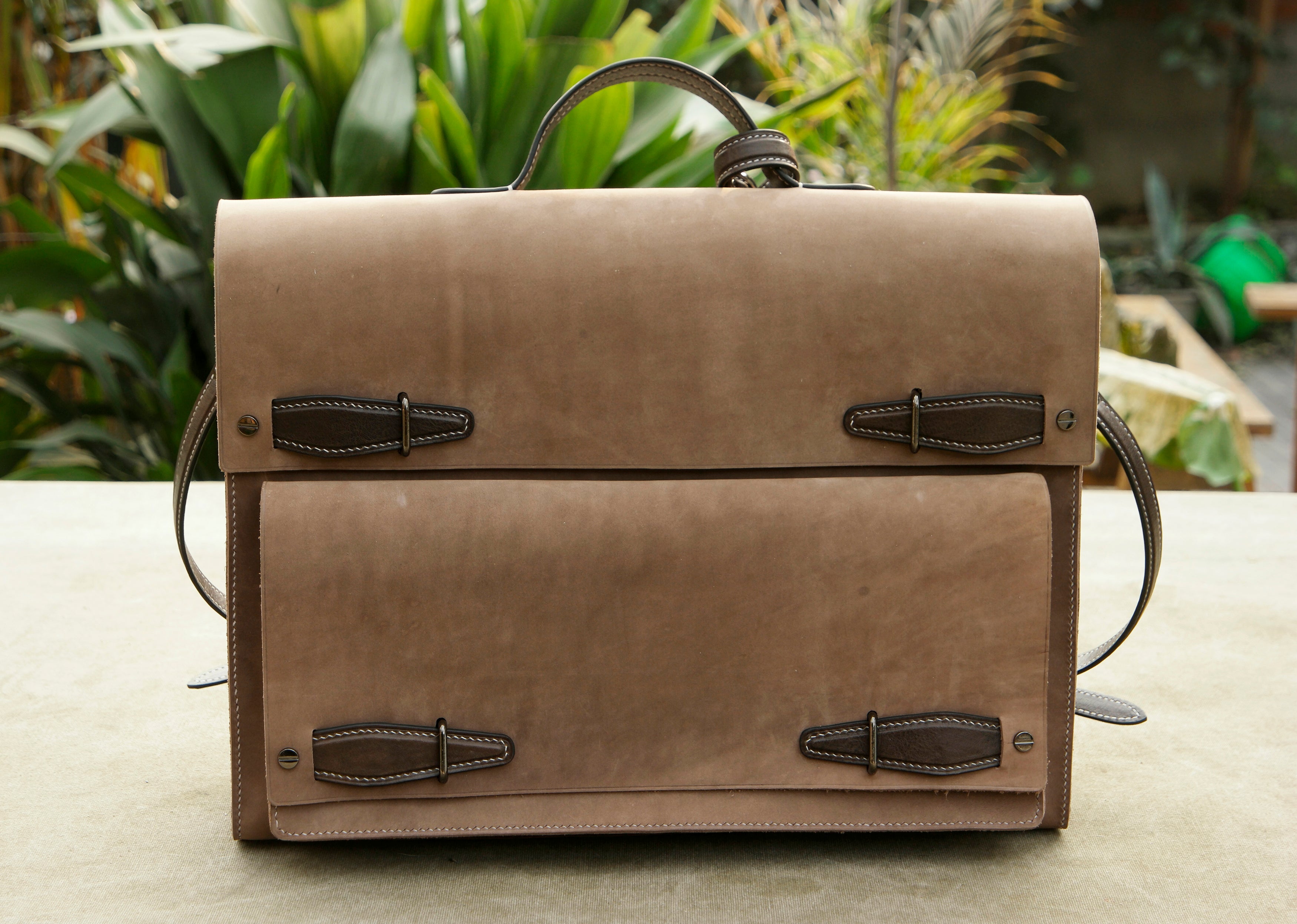 【Physical Pattern】Vegetable tanned leather backpack/Leather knapsack m