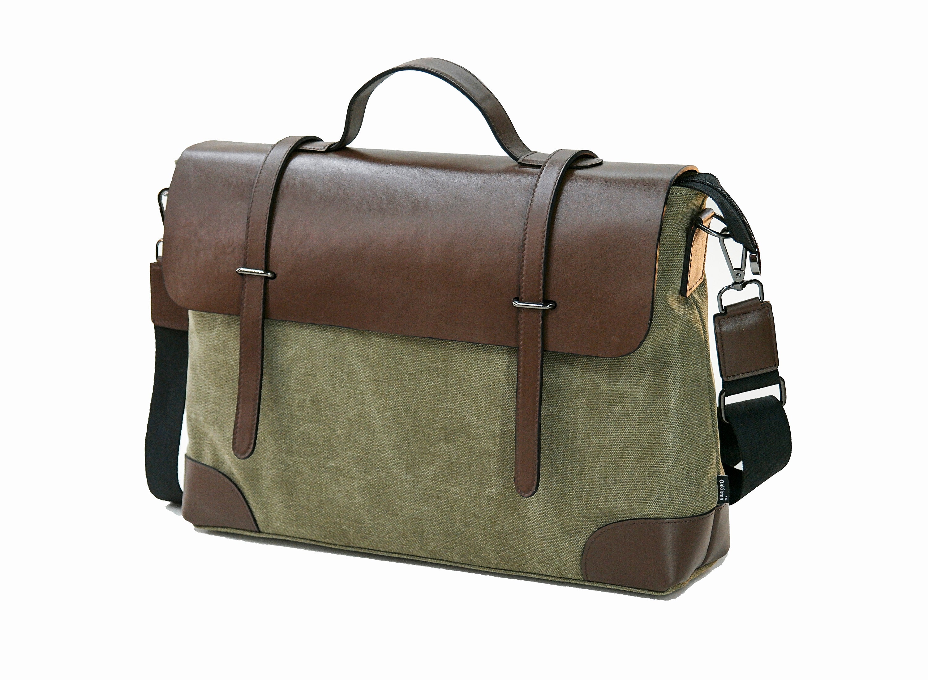Business Messenger Briefcase Vintage Leather Canvas Messenger Bag Offi